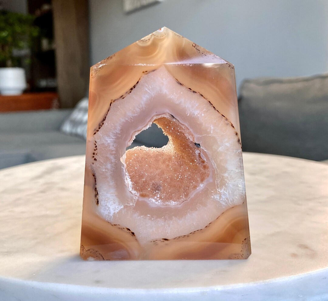 Natural Brown Sugar Druzy Agate Tower - Etsy