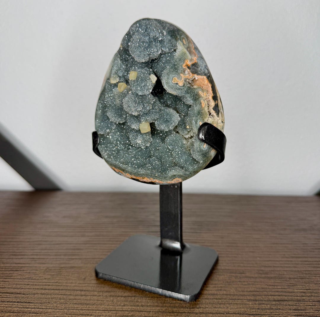 Green Druzy Jasper With Calcite Cubes - Etsy
