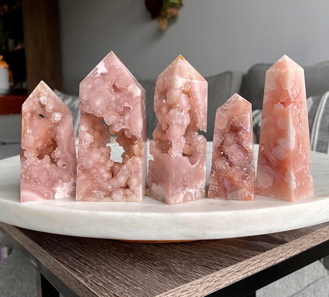 Bumblegum Pink Amethyst Flower Agate Druzy Towers - Etsy