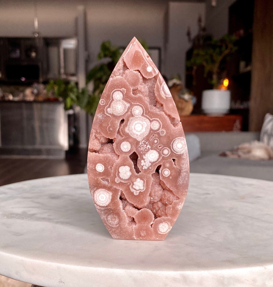 Botryoidal Druzy and Orbicular Pink Amethyst Flower Agate Flame - Etsy UK