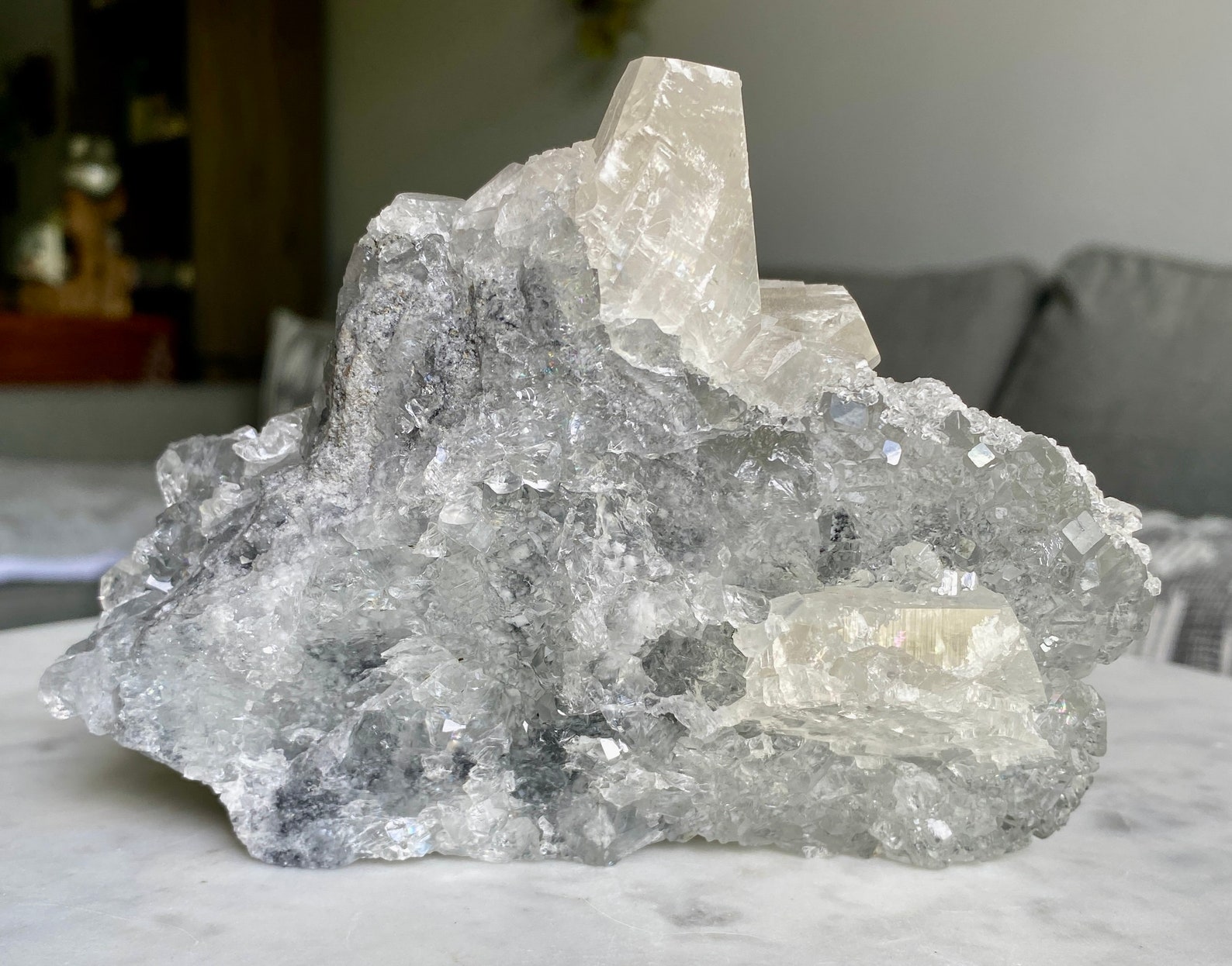 Self-standing Diamond Apophyllite Cluster With Calcite - Etsy