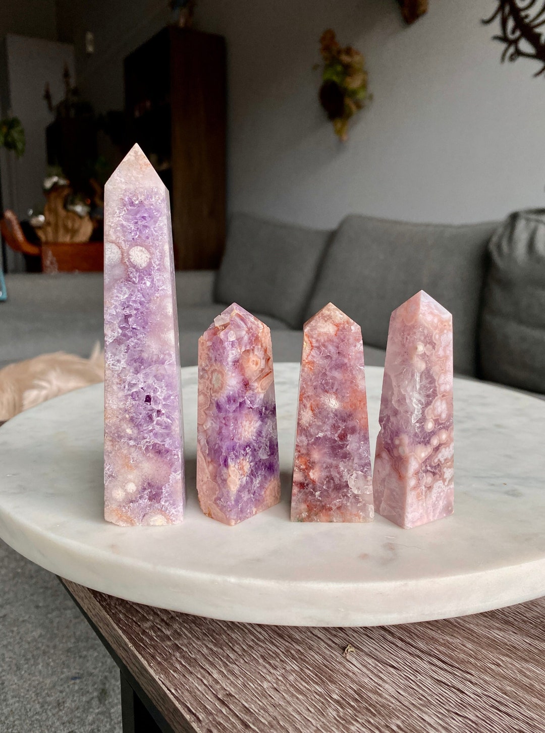 Pink and Purple Flower Agate Towers - Etsy