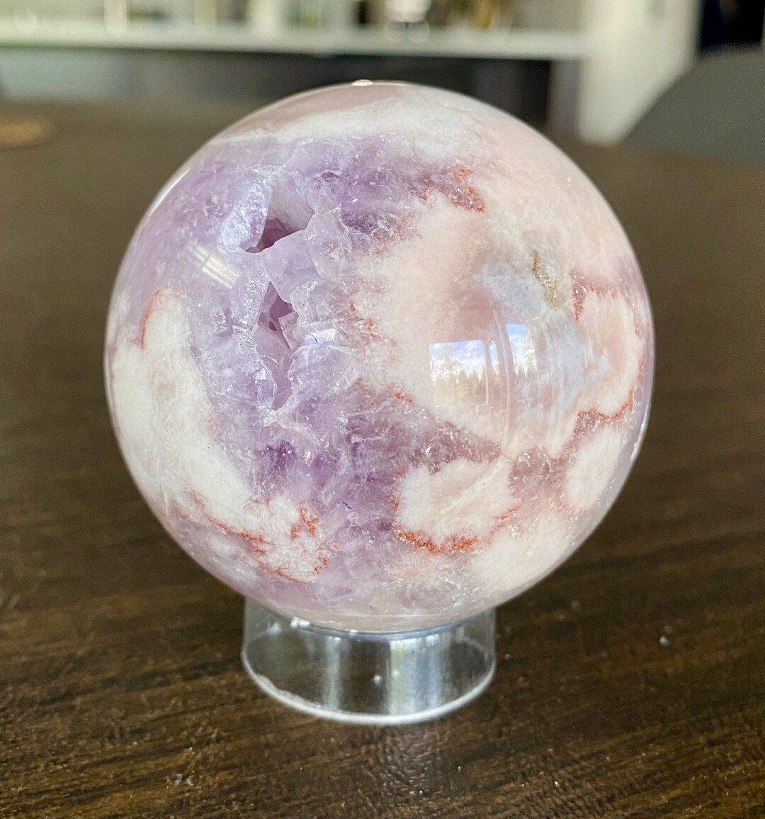 Pastel Purple and Pink Amethyst Flower Agate Sphere - Etsy
