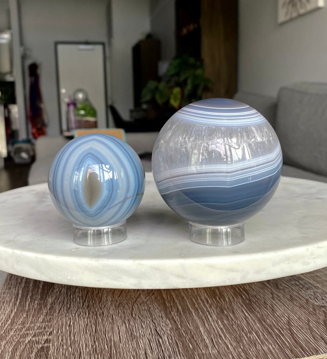 Banded Blue Persian Agate and Quartz Spheres - Etsy