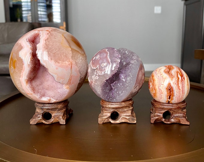 Carved Dark Teak Wood Sphere Stands - Etsy