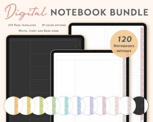 12 Tab Hyperlinked Digital Notebook Dot, Grid, Blank, Lined, Cornell ...