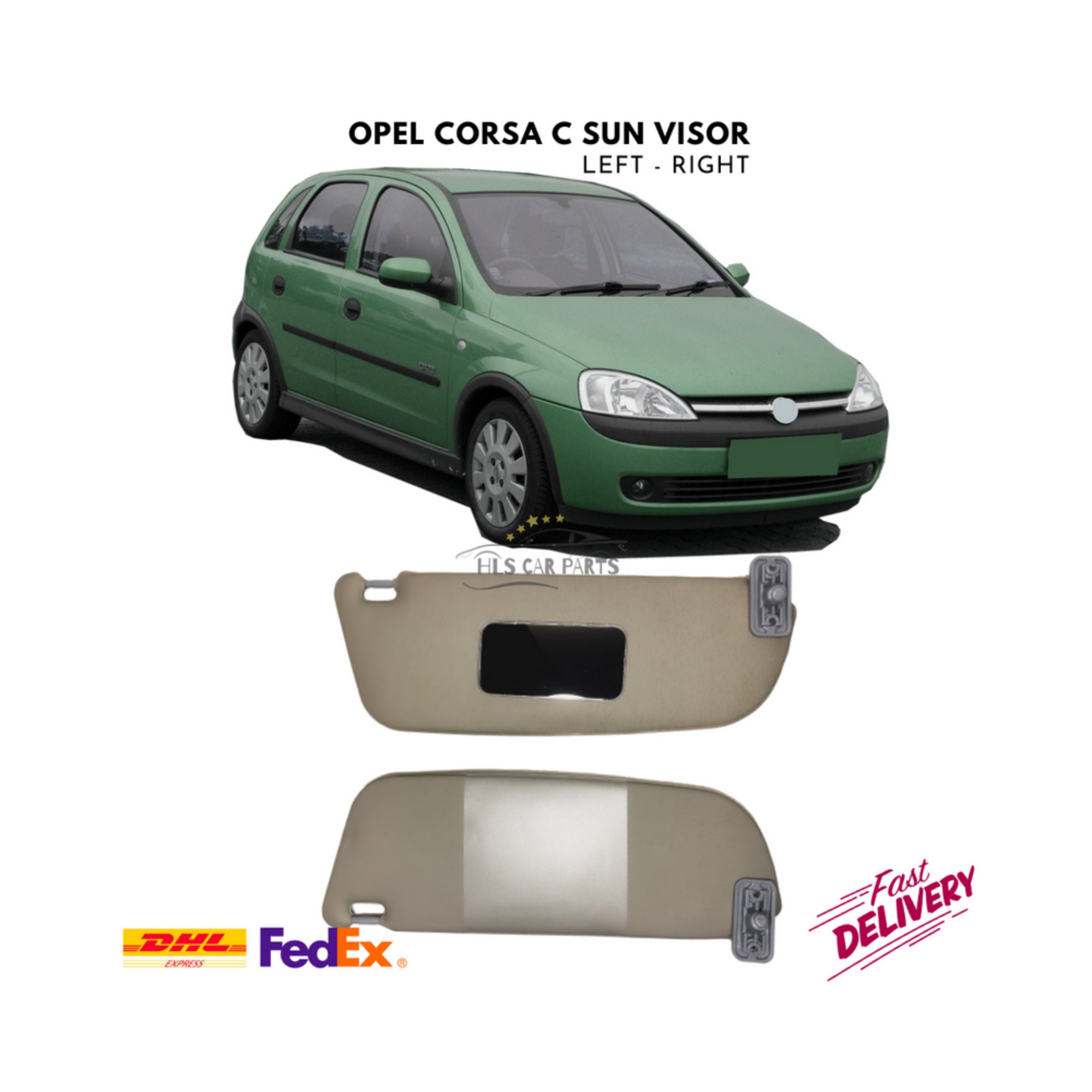 Fur Opel Corsa C Innen Sonnenblende Schutz Links Rechts Anzug Schminkspiegel Autozubehor Ersatz Grau Auto Etsy