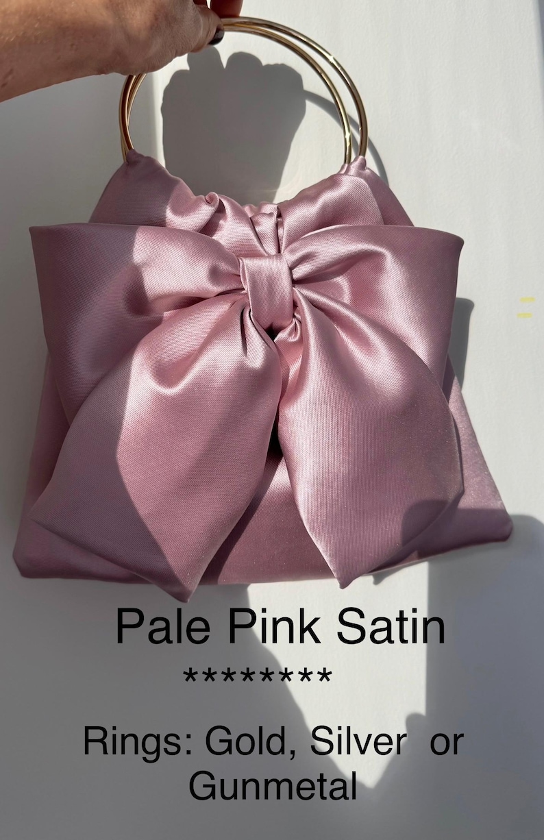 Ring Handles Tote With Bow | Bordeaux, Azure Blue, Black Velvet ...