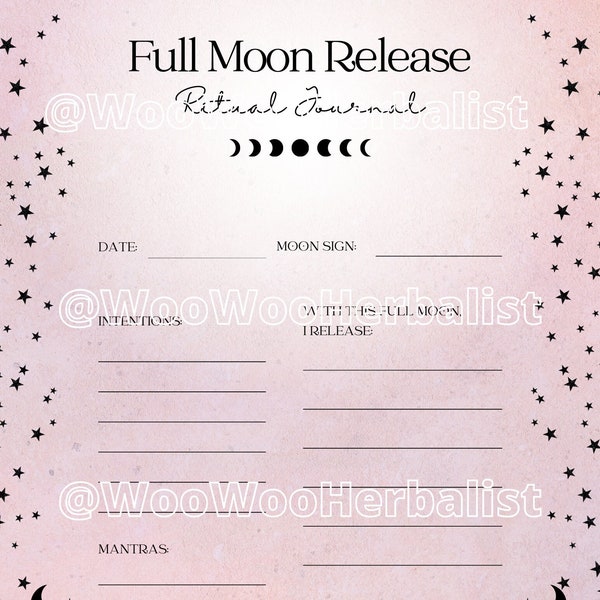 Full Moon Ritual Worksheet - Etsy