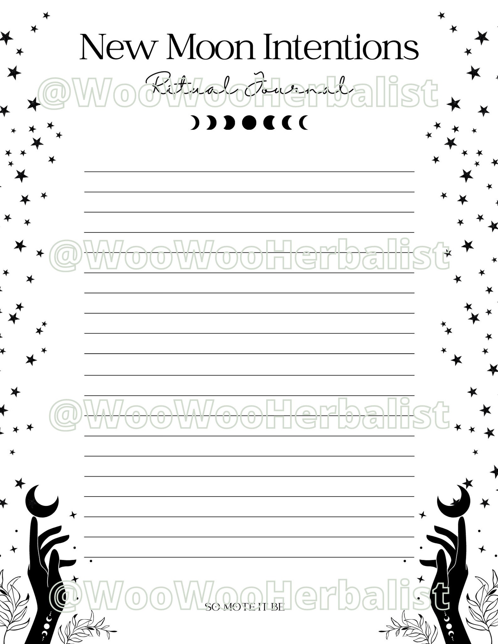 New Moon Intentions Ritual Journal, New Moon Writing, New Moon Healing ...