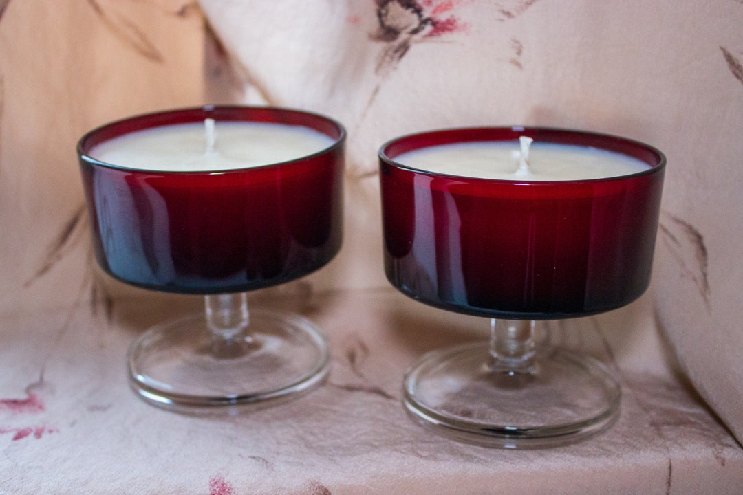 Vintage Glass Candle, Pair of Soy Candles, Eco-friendly Candle, Antique ...