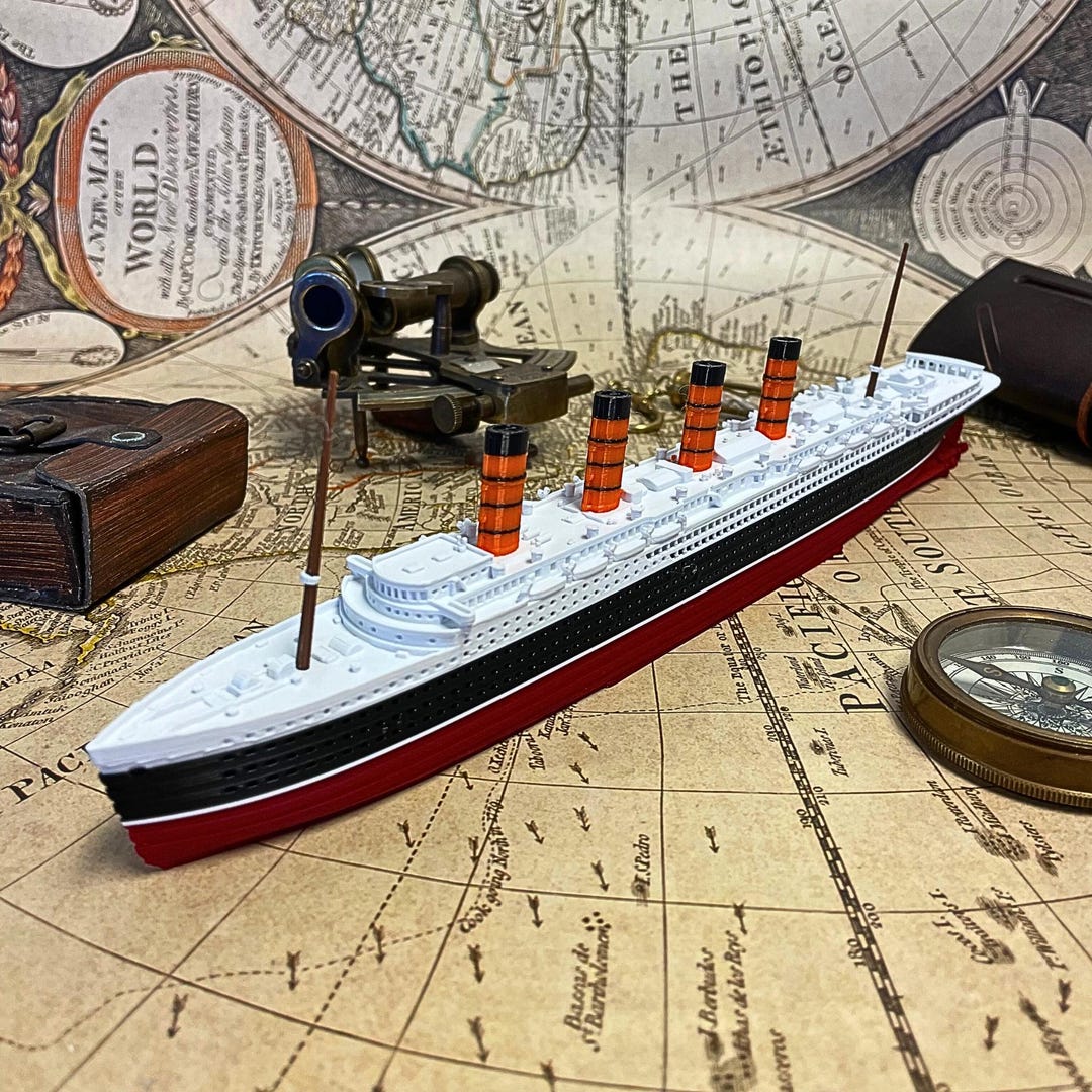 12” RMS Lusitania Model With Orange Funnels, Titanic Toy, Titanic Cake ...