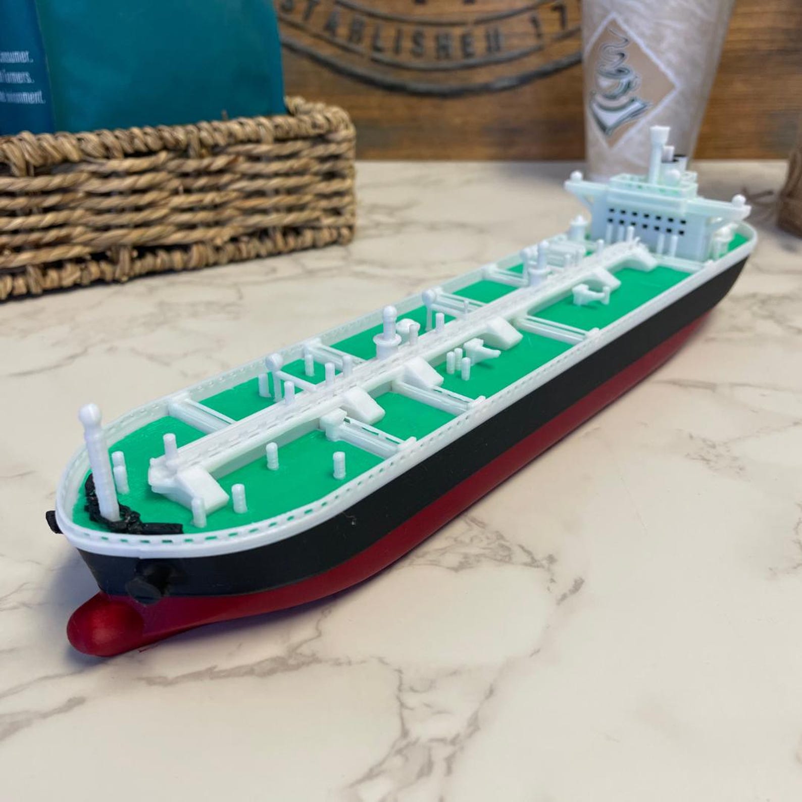 Modern Oil Tanker Model 12” VLCC Merchant Vessel Replica, Maritime ...