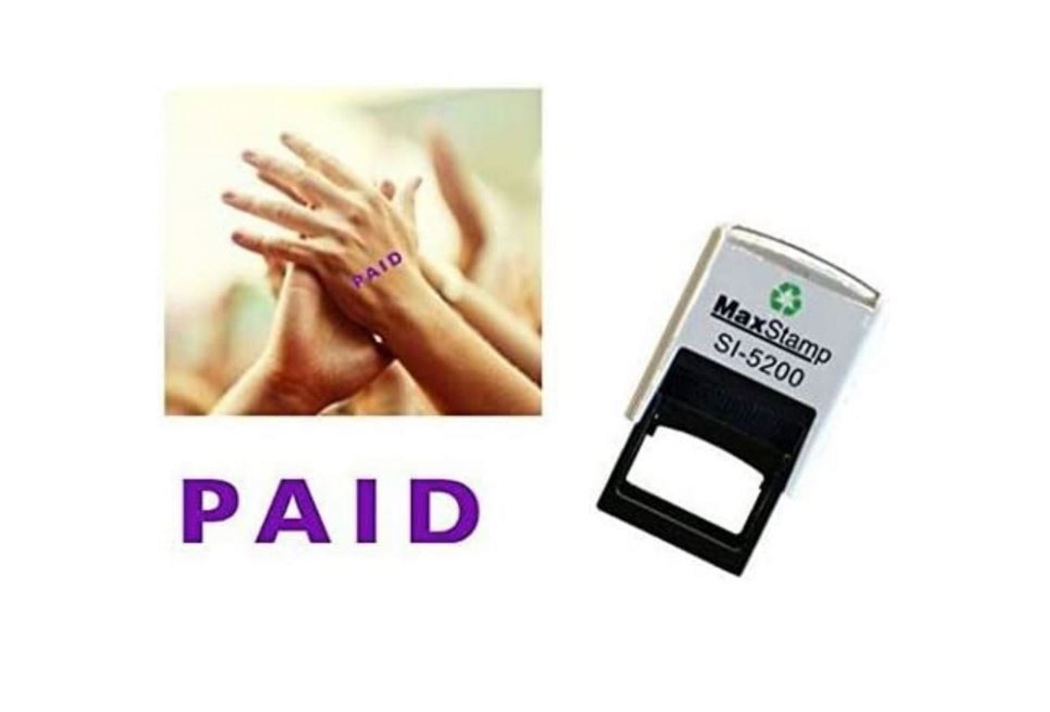 Paid - Hand Stamp - Suitable for Festivals - Night Clubs - Parties Etc ...