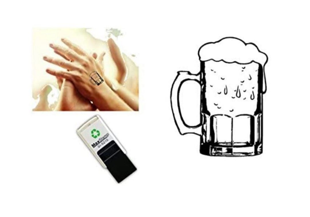 Hand Stamp - Beer Glass - Self Ink Stamp 18mm Suitable for Parties ...