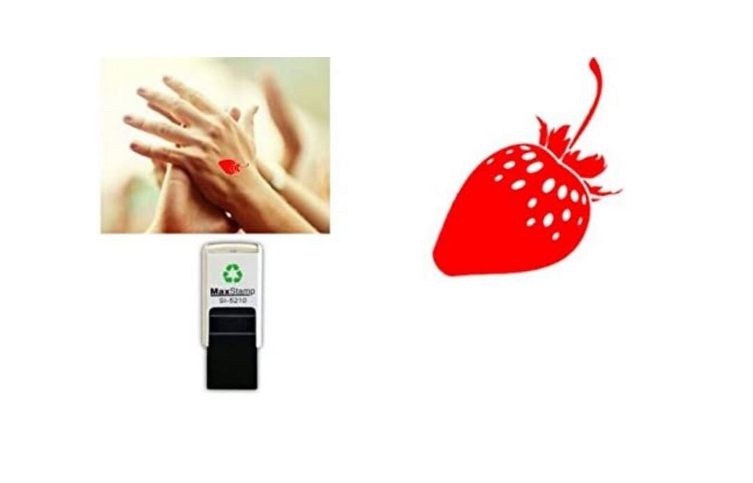 Strawberry Hand Stamp - Self Inking - Red Ink 18mm Ideal for Garden ...