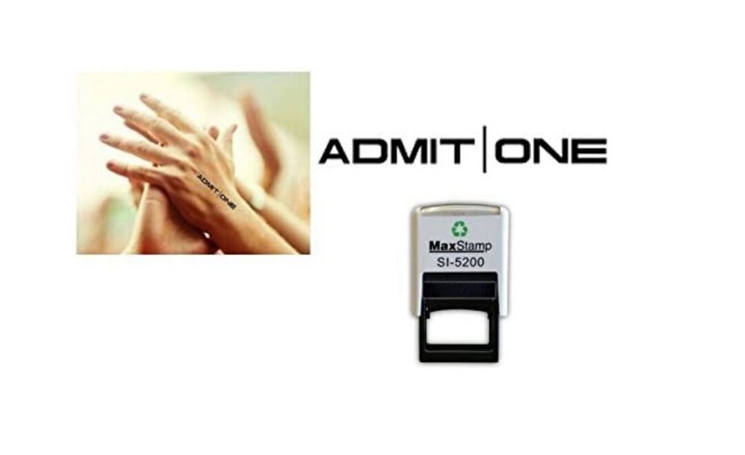 ADMIT ONE - Hand Stamp - Self Inking Stamp Suitable for Parties ...