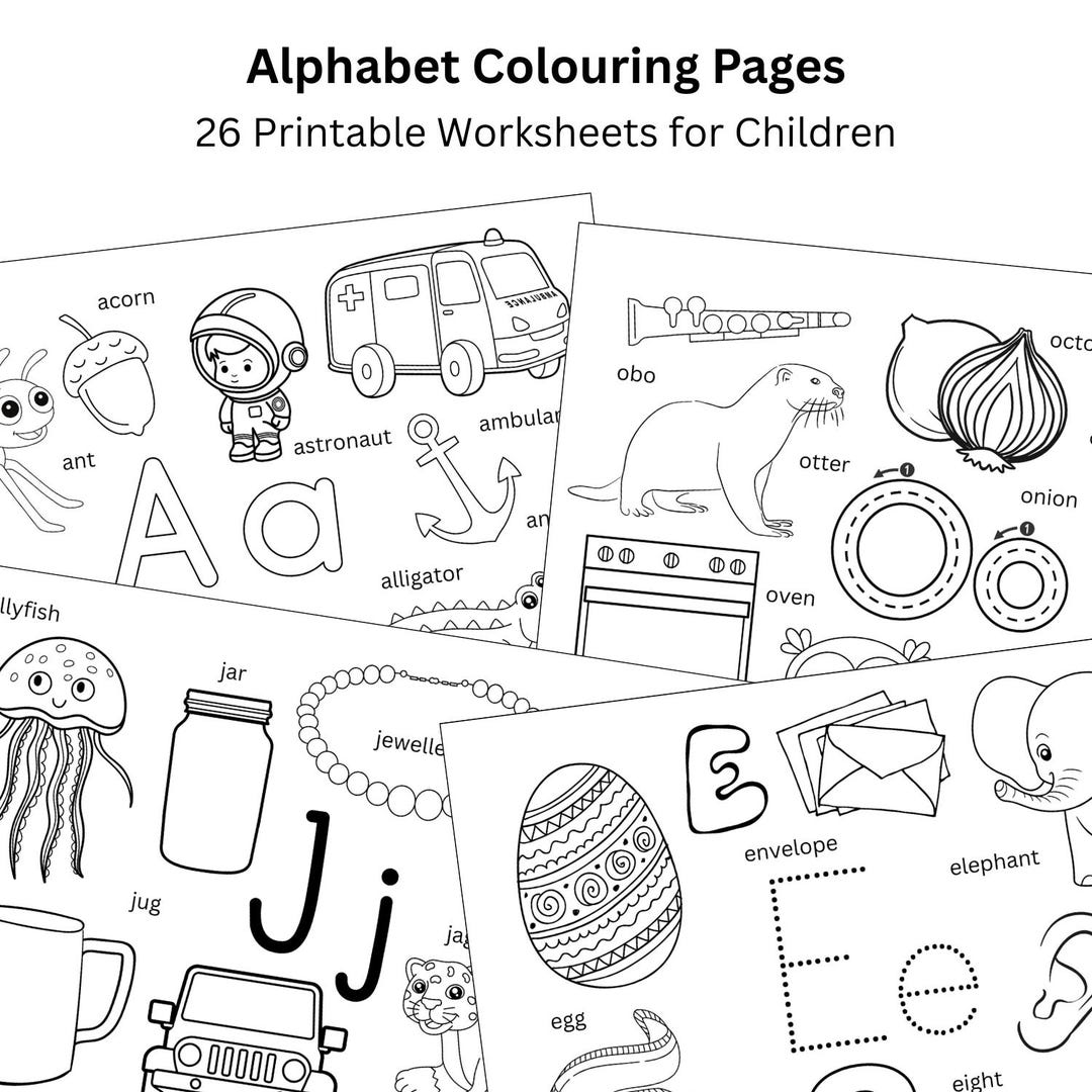 26 Alphabet Colouring Pages, Preschool Learning Activities (digital ...