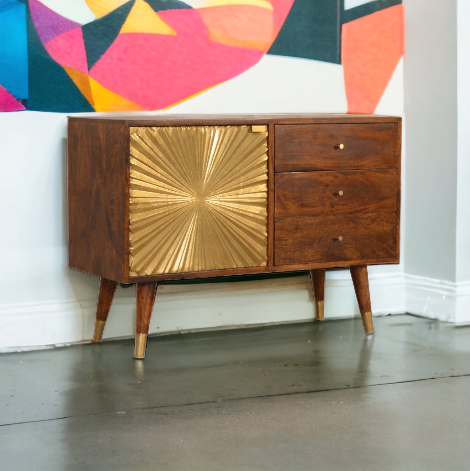 Gold Sideboard Solid Wood Gold Console Table Art Deco Style - Etsy UK