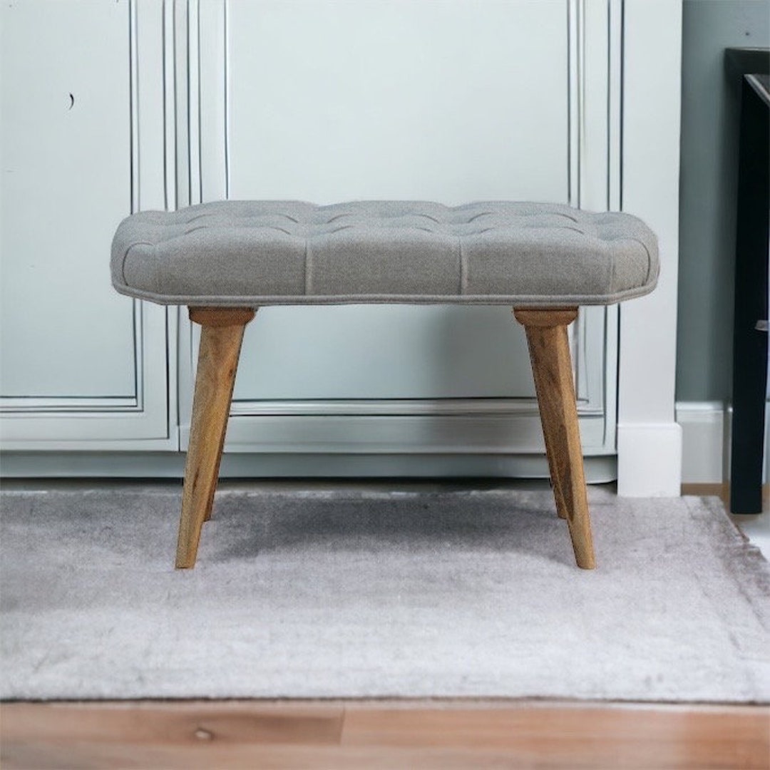 Dressing Table Stool, Grey Dressing Table Stool, Grey Tweed Bench ...
