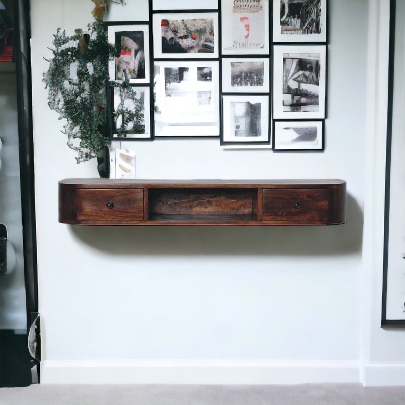 Floating Console Table With Drawers Wall Mounted Wood Console - Etsy