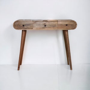 Solid Wood Dressing Table With Mirror Mid Century Console Dressing ...