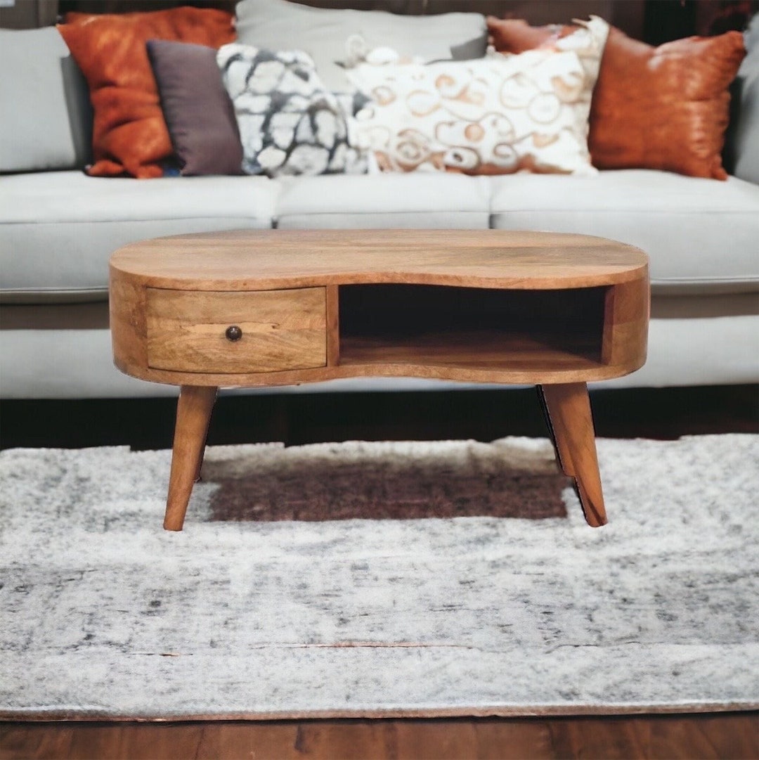 MCM Coffee Table Rounded Coffee Table Curved Coffee Table Wave Mid ...