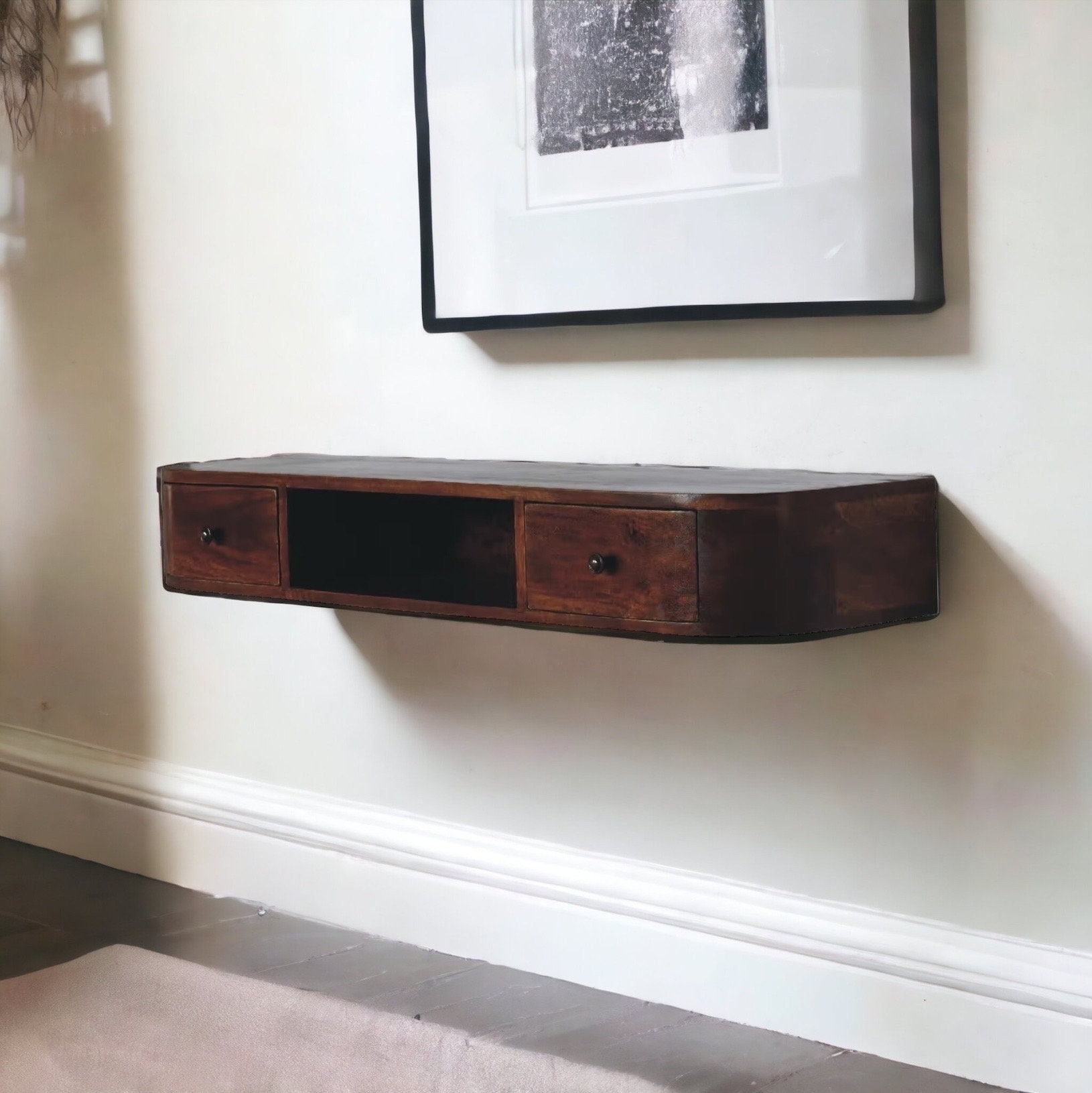 Floating Dressing Table With Drawers Make up Table Mounted Wood Console ...