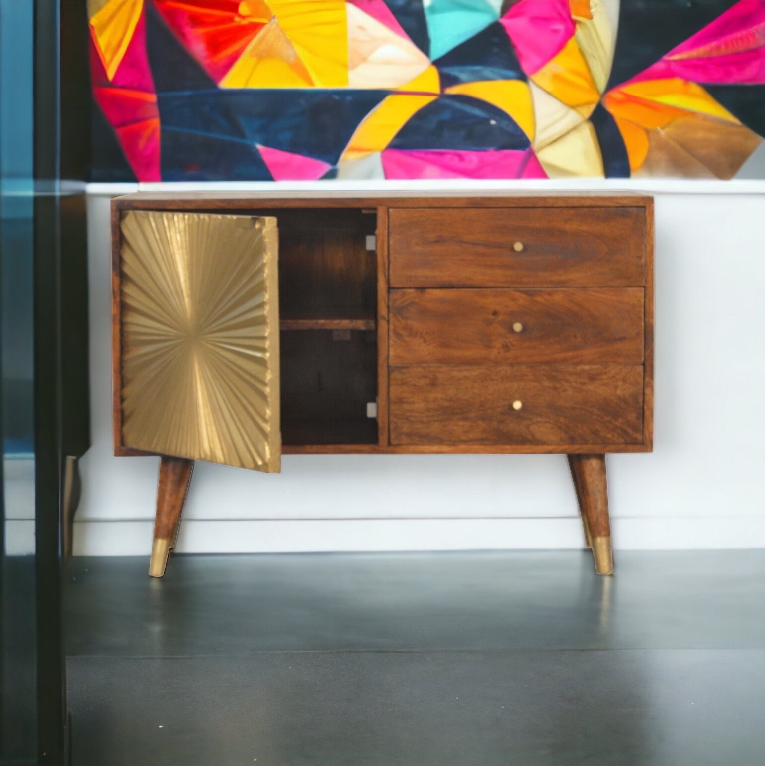 Gold Sideboard Solid Wood Gold Console Table Art Deco Style - Etsy UK