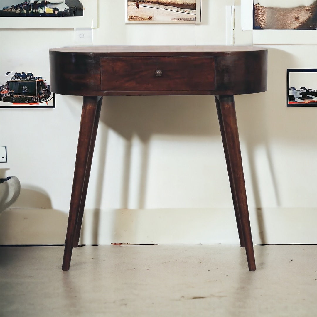 Dressing Table Light Walnut Mid Century Modern Console Dressing Table ...