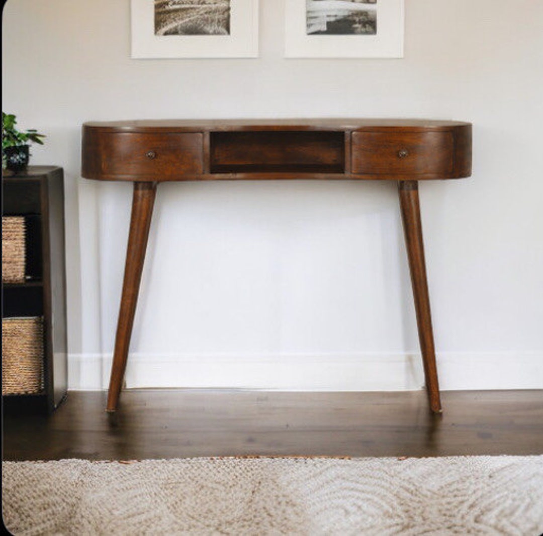 Long Slim Writing Desk, Long Thin Computer Desk, Wave Table, Mid ...