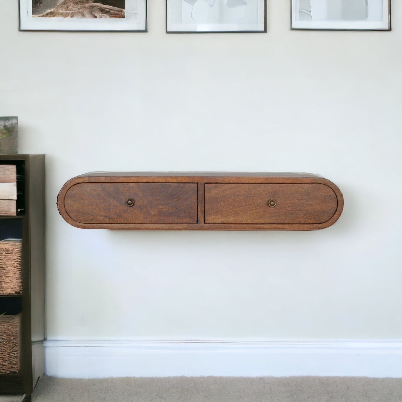 Floating Console Table With Drawers Floating Wooden Shelf With - Etsy