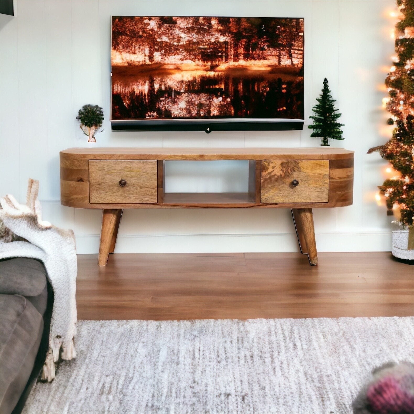 Scandinavian TV Unit Mid Century Modern Console Long Media Unit, Low TV ...