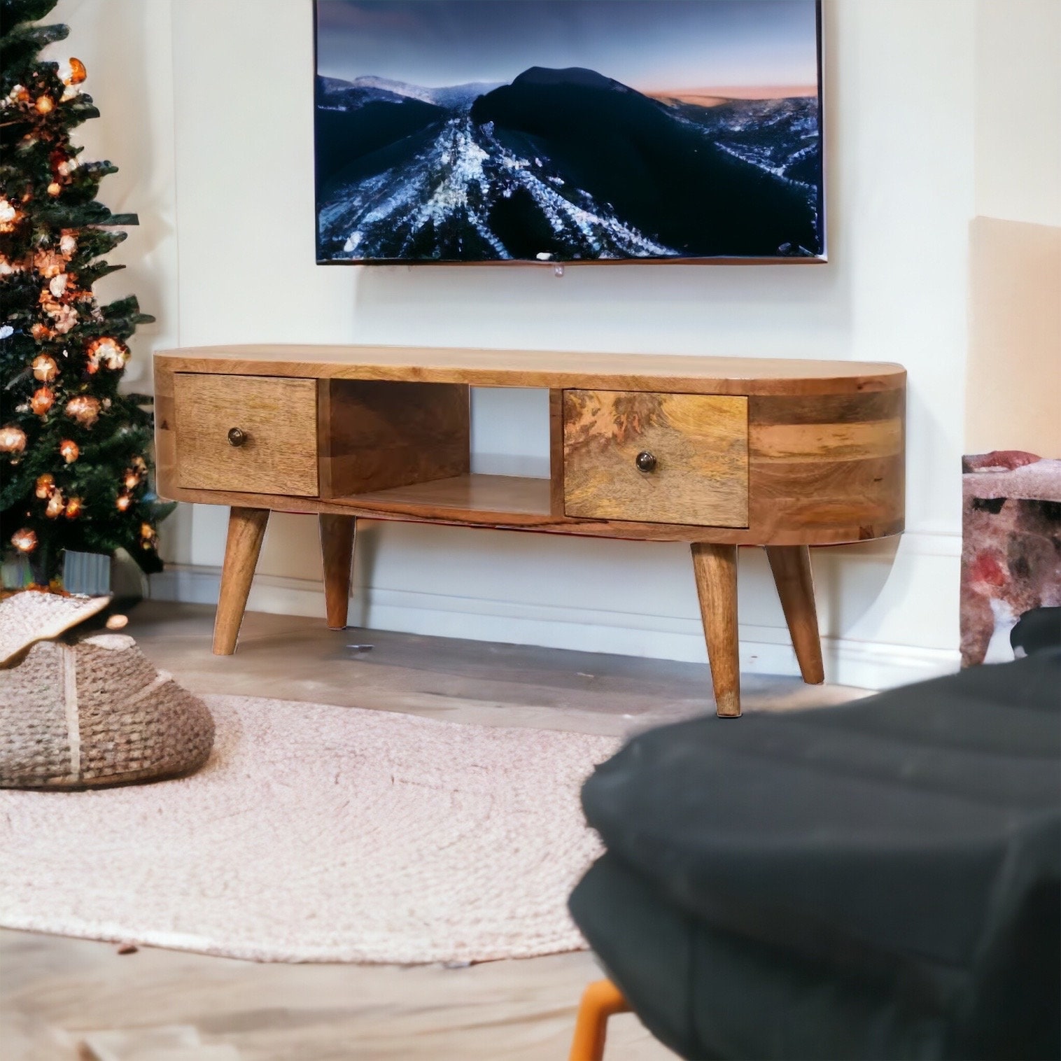 Scandinavian TV Unit Mid Century Modern Console Long Media Unit, Low TV ...