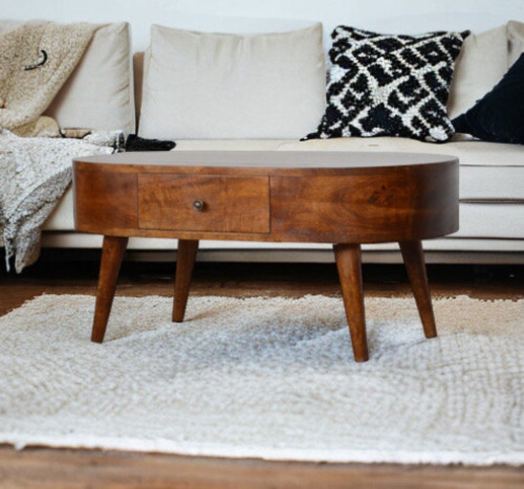 Nordic Style Coffee Table, Rounded Coffee Table, Curved Coffee Table, Mid Century Modern, 2 ...