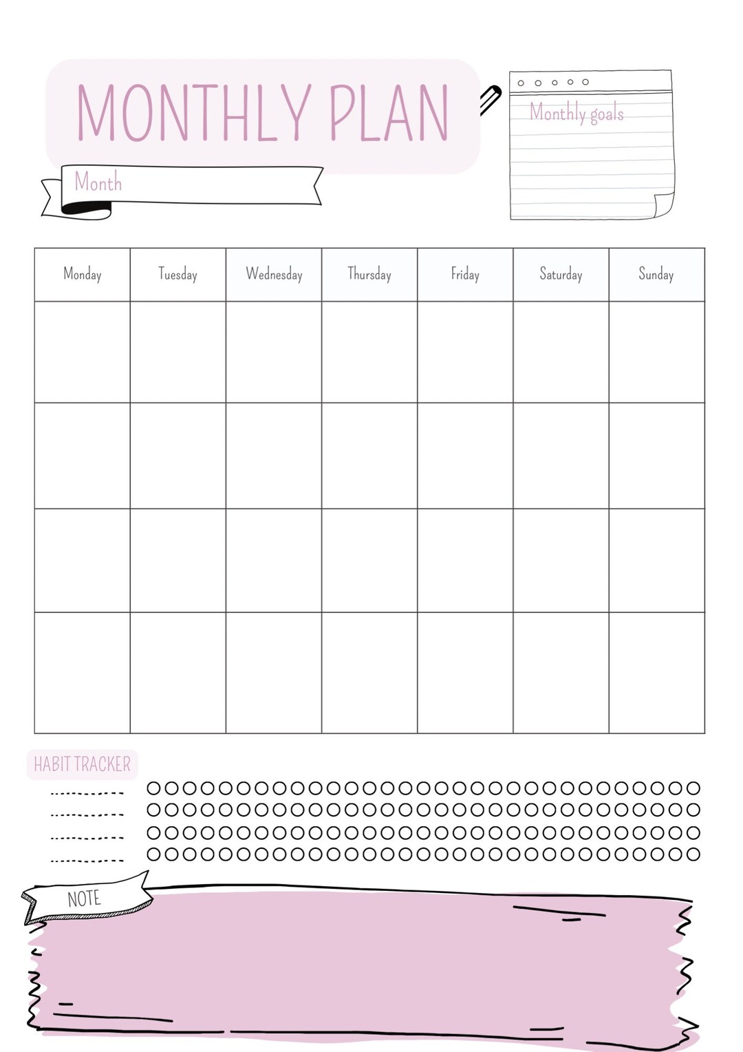 Monthly Planner, Printable Planner - Etsy