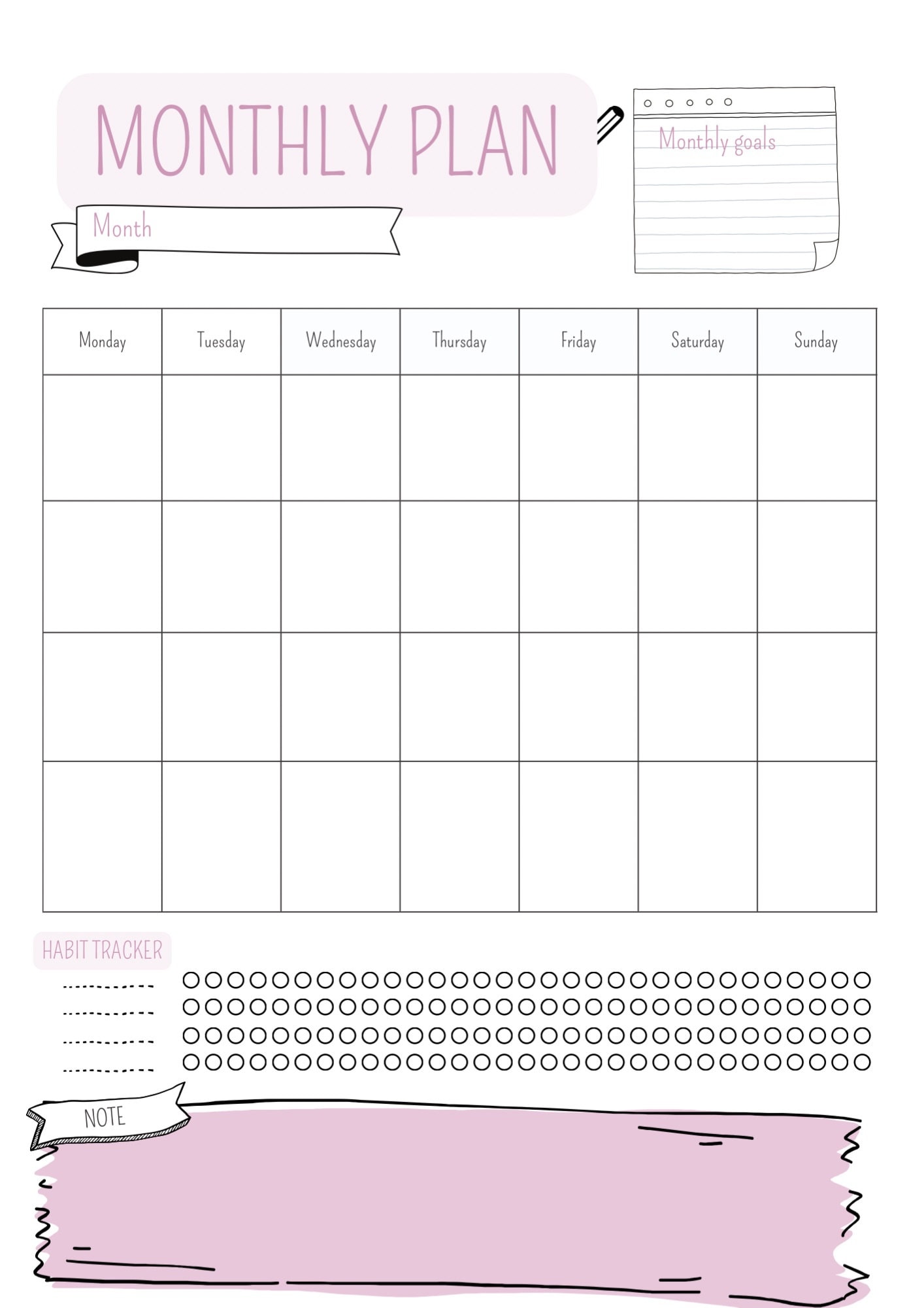 Monthly Planner, Printable Planner - Etsy