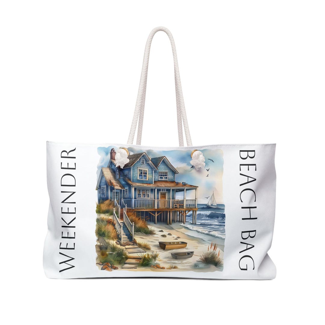 Seaside Cottage Weekender Bag, Beach Tote, Nautical Travel Bag, Large ...