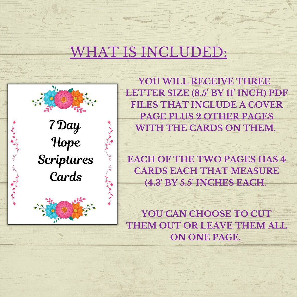 Digital Set of 7 Hope Cards, Themed Bible Verses, 4.3x5.5" Cards ...