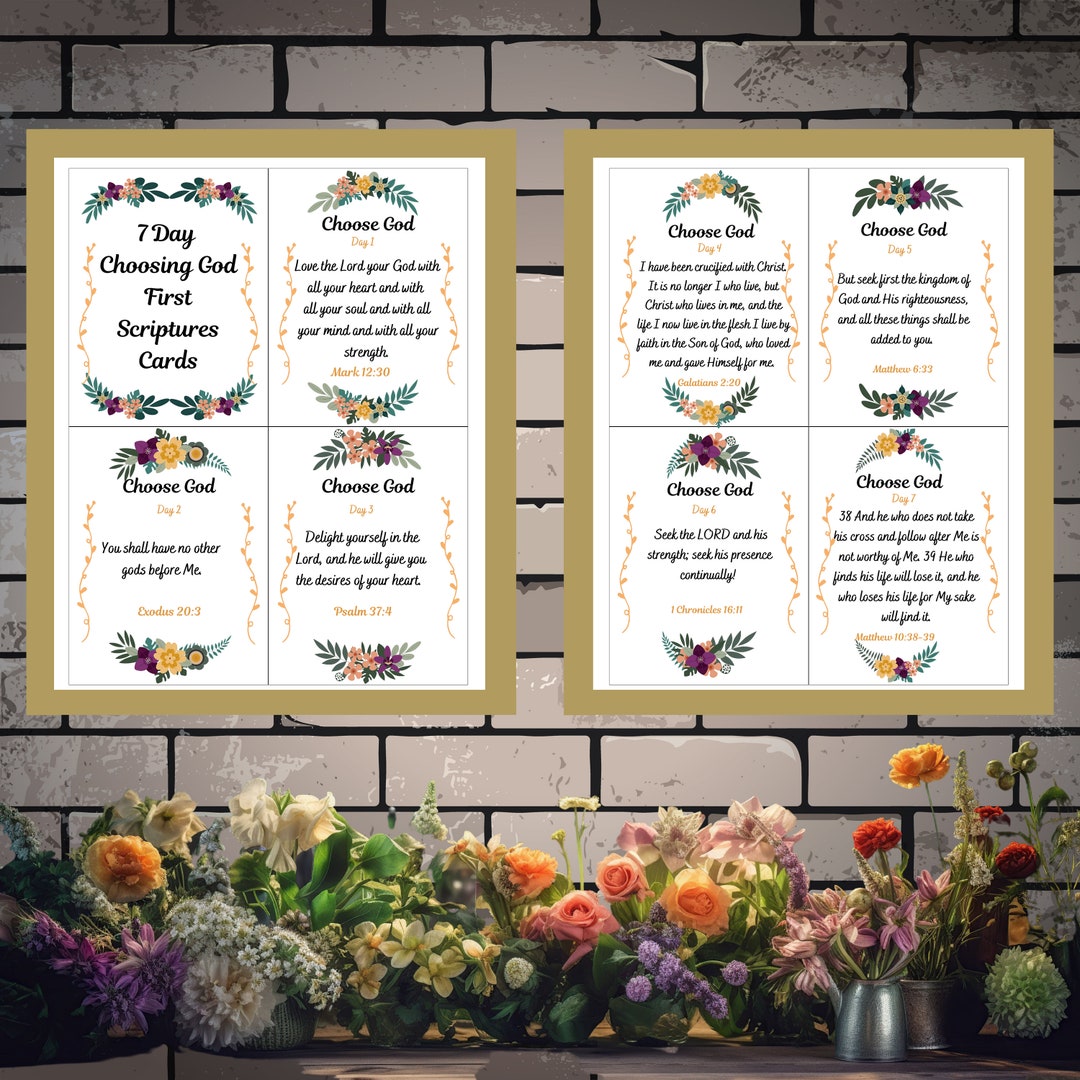 Choose God First Scripture Cards: Floral Bible Verse Print (digital ...