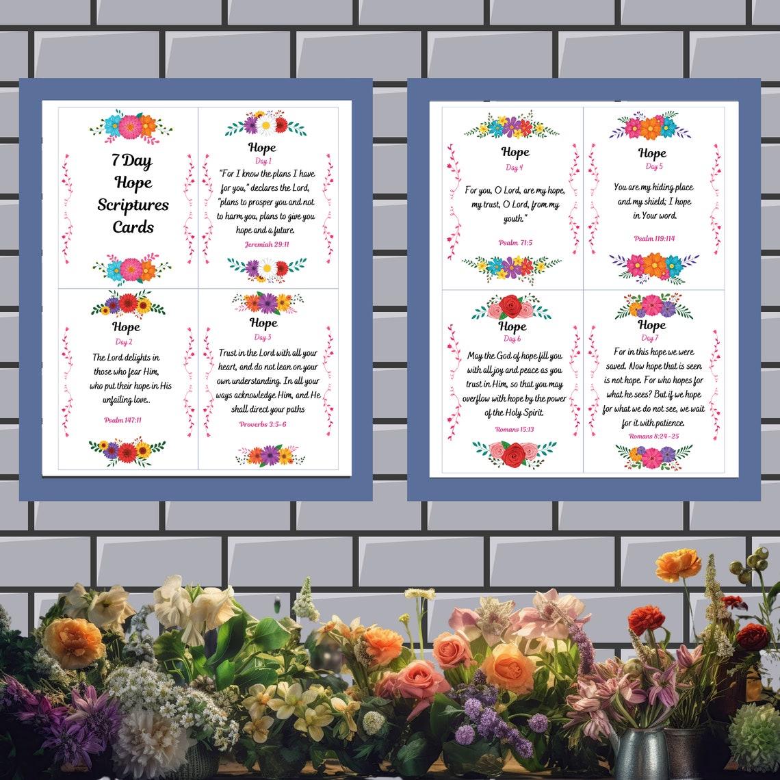 Digital Set of 7 Hope Cards, Themed Bible Verses, 4.3x5.5" Cards ...