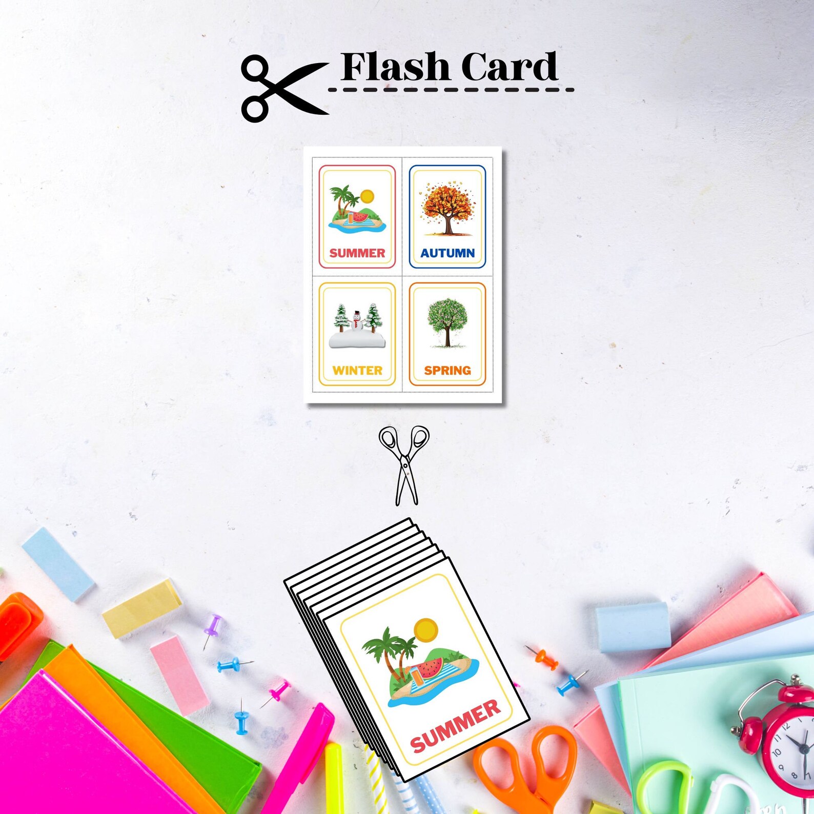 Printable Season Flash Cards for Kids, Seasons Flash Cards, Seasons ...