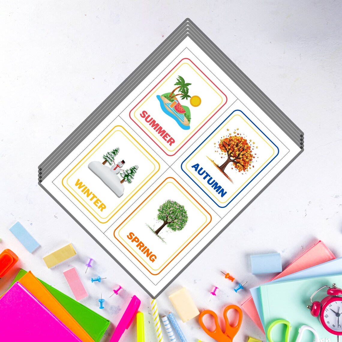 Printable Season Flash Cards for Kids, Seasons Flash Cards, Seasons ...