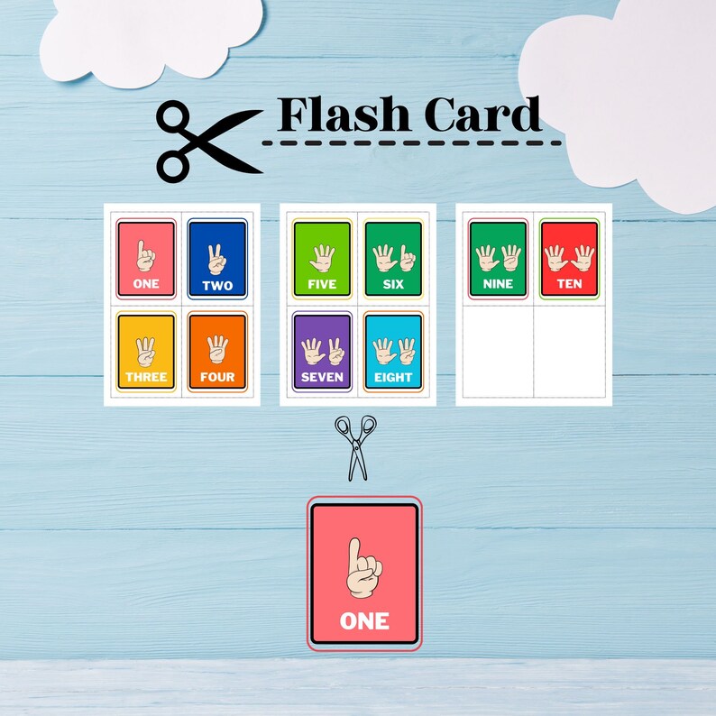 Counting Flashcards for Kids, Preschool Counting Flash Cards, 10 Number ...