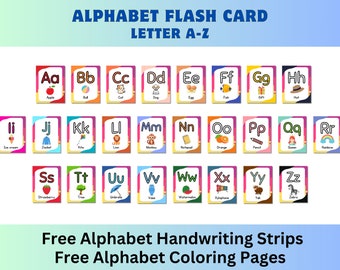 Printable Alphabet Flash Cards, ABC Flash Cards, A-Z Cards, Educational ...