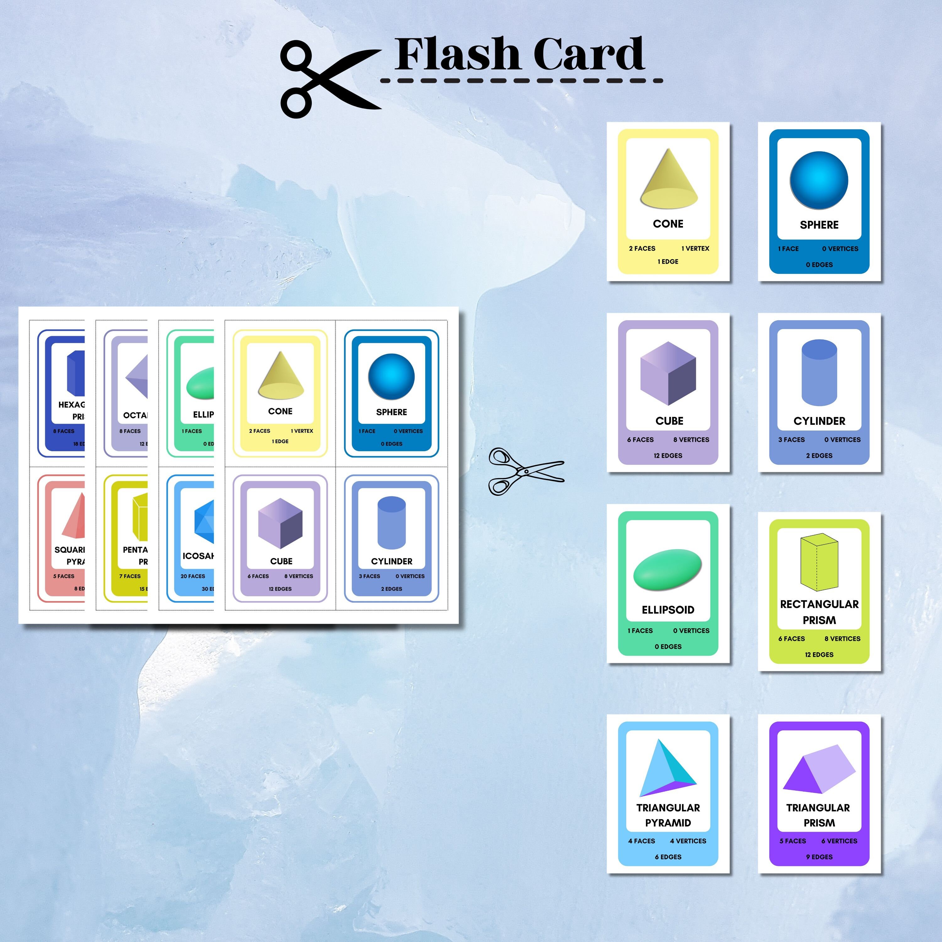 3D Flash Cards for Kids Learning Geometric Shapes, Kids Educational ...