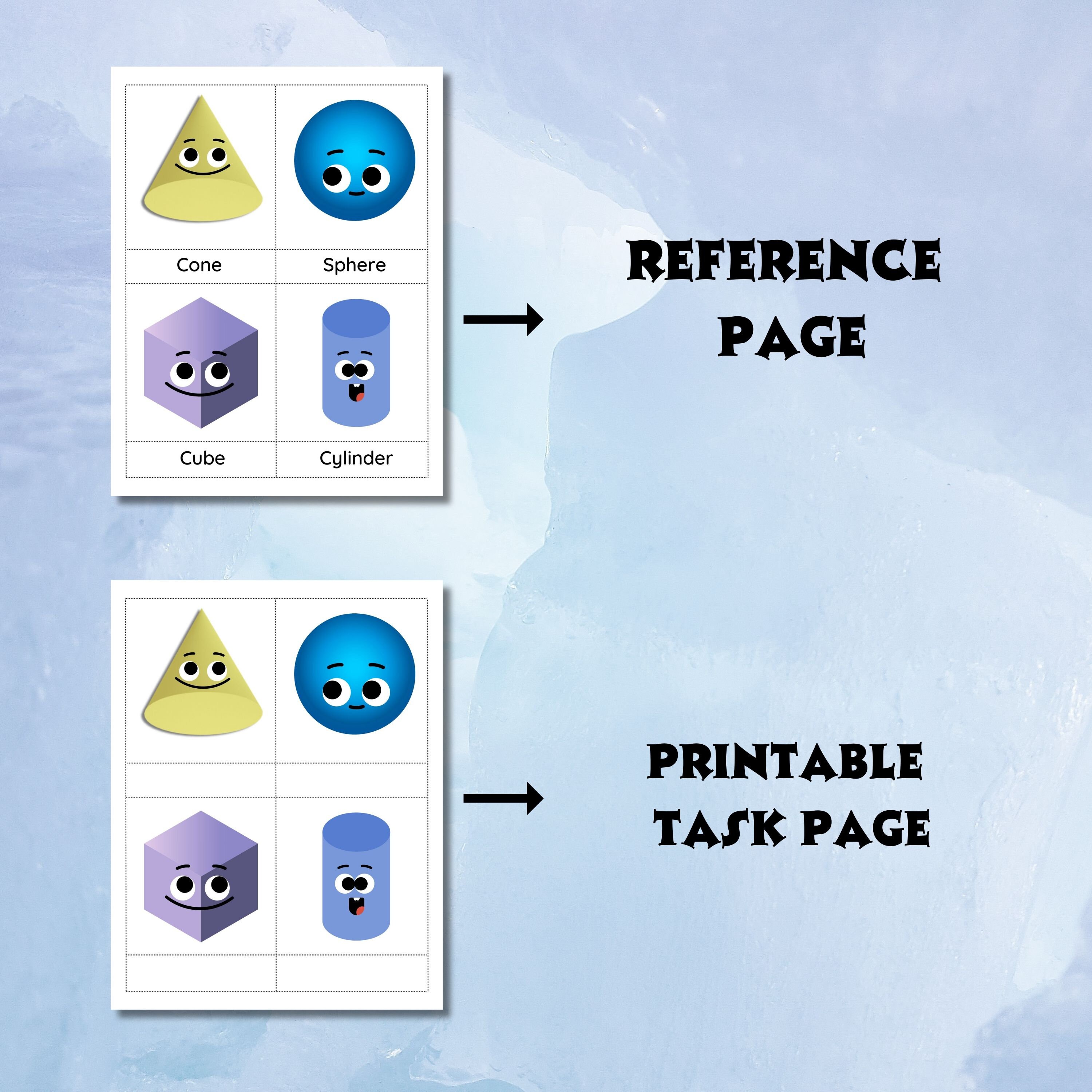 3D Flash Cards for Kids Learning Geometric Shapes, Kids Educational ...