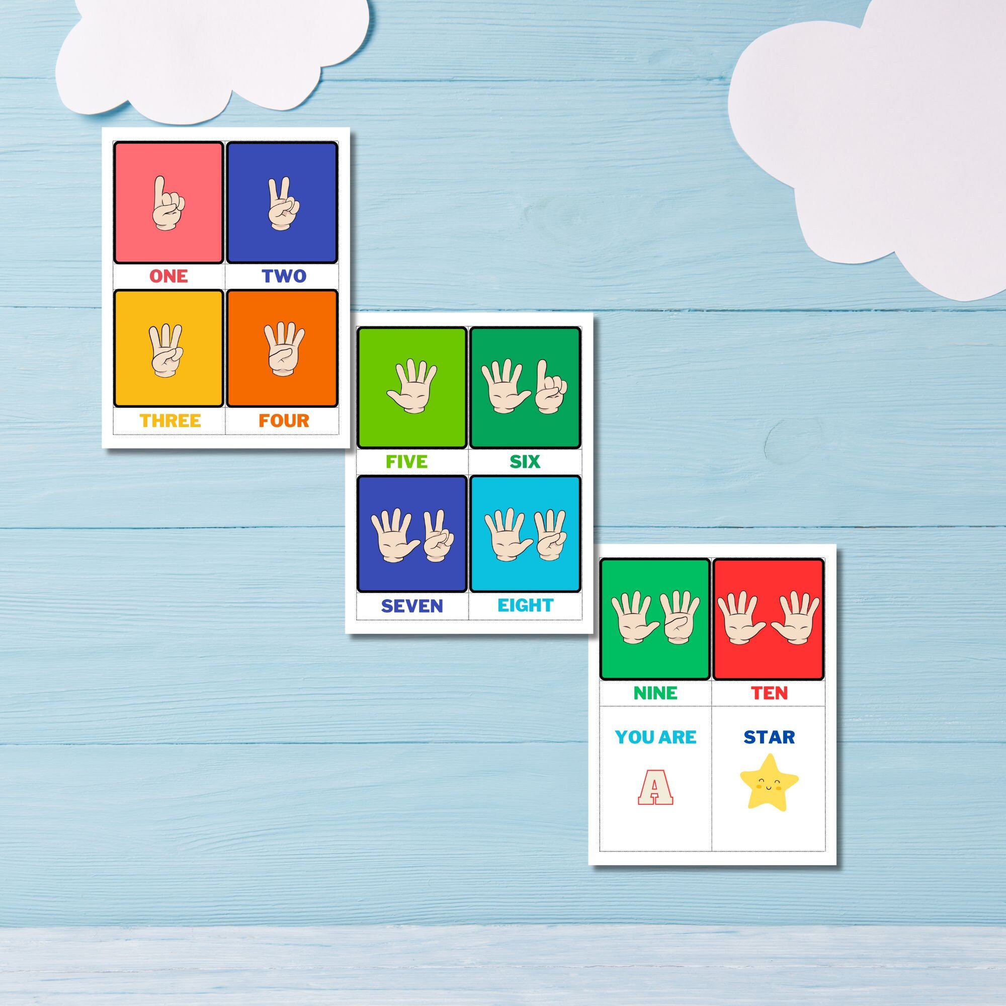 Counting Flashcards for Kids, Preschool Counting Flash Cards, 10 Number ...