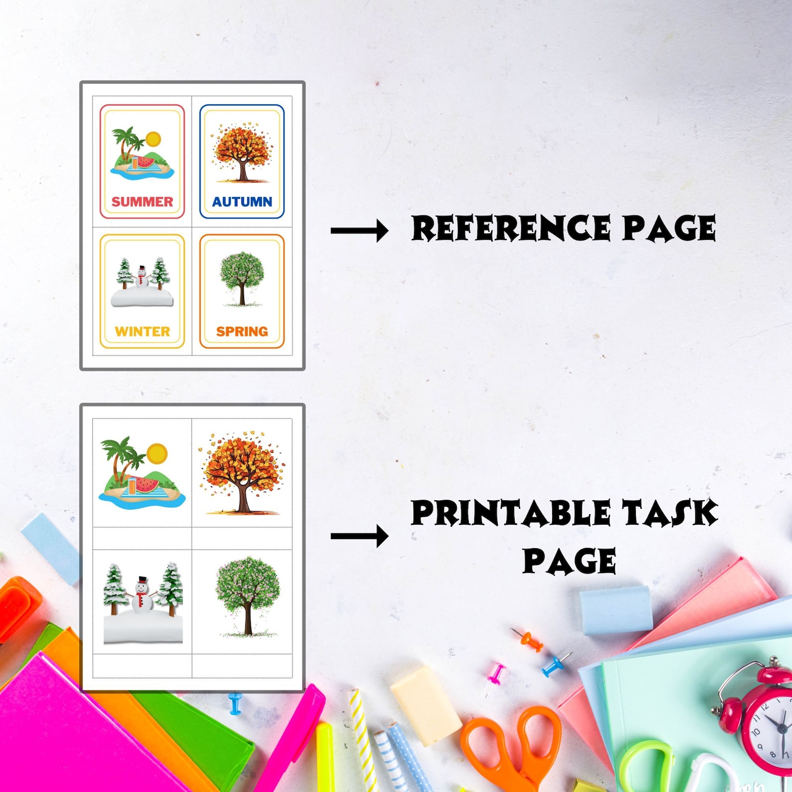 Printable Season Flash Cards for Kids, Seasons Flash Cards, Seasons ...