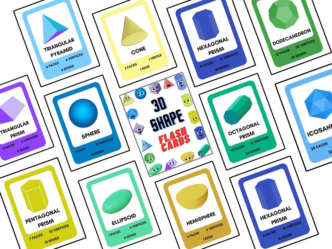3D Flash Cards for Kids Learning Geometric Shapes, Kids Educational ...